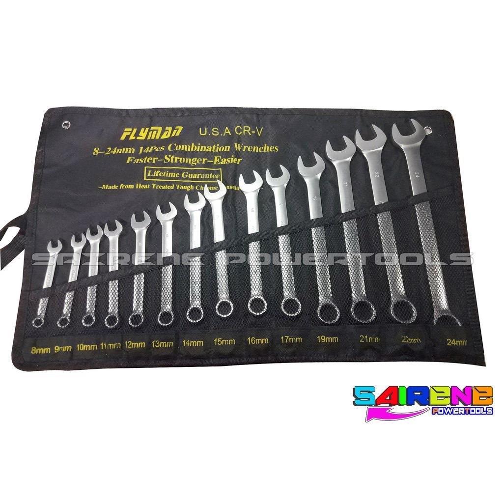 FLYMAN USA Combination Wrench Set 8-24mm, Heavy Duty, Chrome Vanadium ...