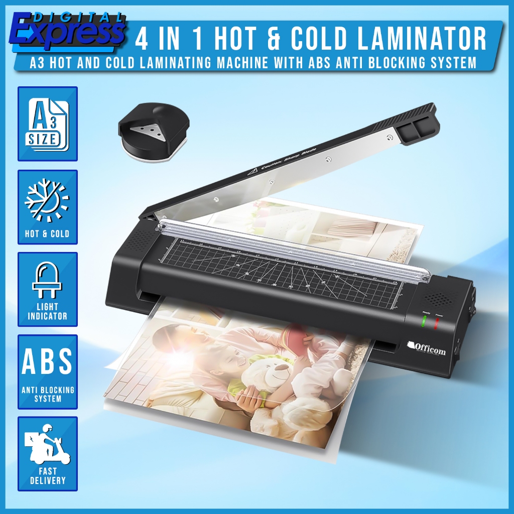 Officom 4in1 Laminator A3/A4 Laminating Machine, Paper Trimmer, Corner ...