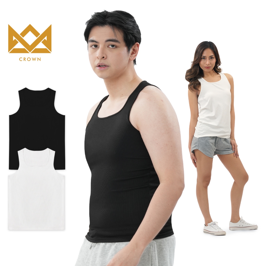 Crown Gym Ribbed Sando For Men & Women Sleeveless Sports Tank Tops ...