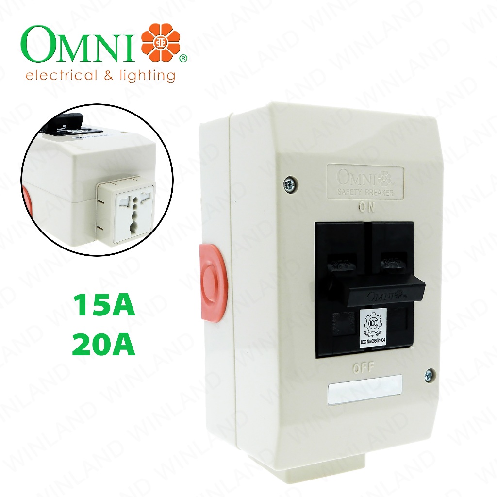 Omni by Winland Electrical Safety Breaker Regular 2 Poles with Socket ...
