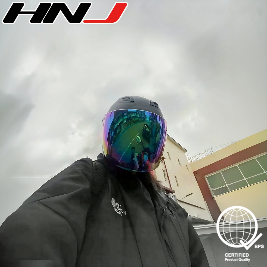 HNJ A4-003 Tinted Visor Half Face Helmet for Motorcycle Men and Women ...