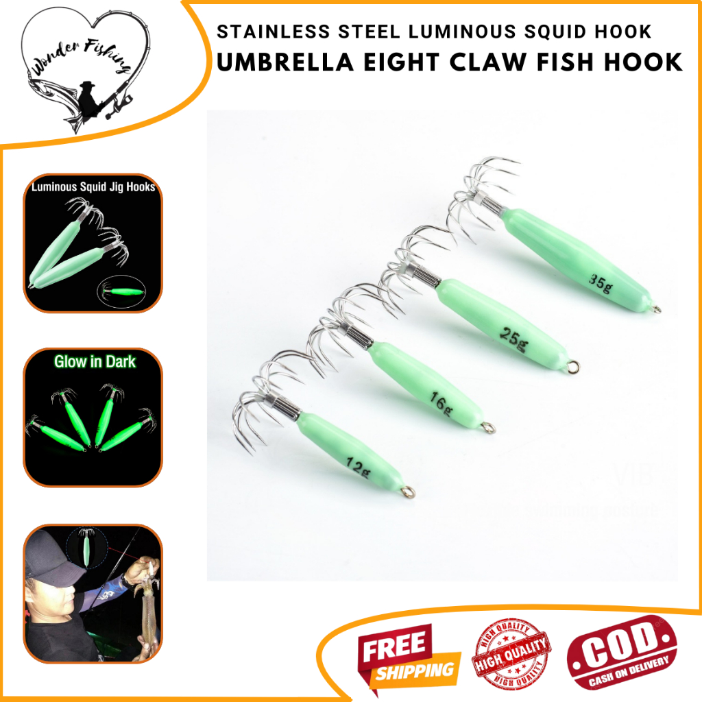 Stainless Steel Luminous Squid Hook Without Barb 12 Needle Blowpipe ...
