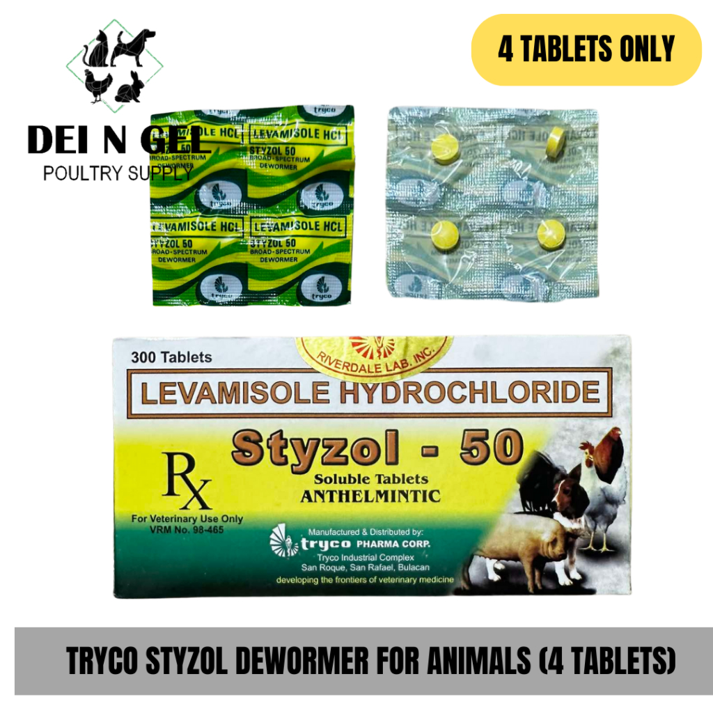 TRYCO STYZOL 50 DEWORMER FOR DOG, CHICKEN & SWINE (4 TABLETS) | Shopee ...