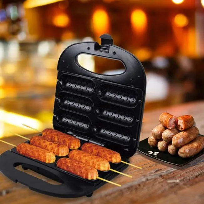 HOTDOG WAFFLE MAKER- 750W Electric Sausage Baking Machine Non-Stick ...