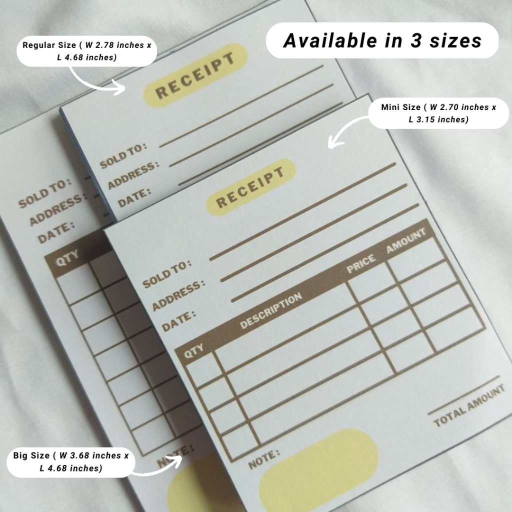 100 pcs per pad | Minimalist Plain Shop Receipt ( Regular ) | Perfect ...
