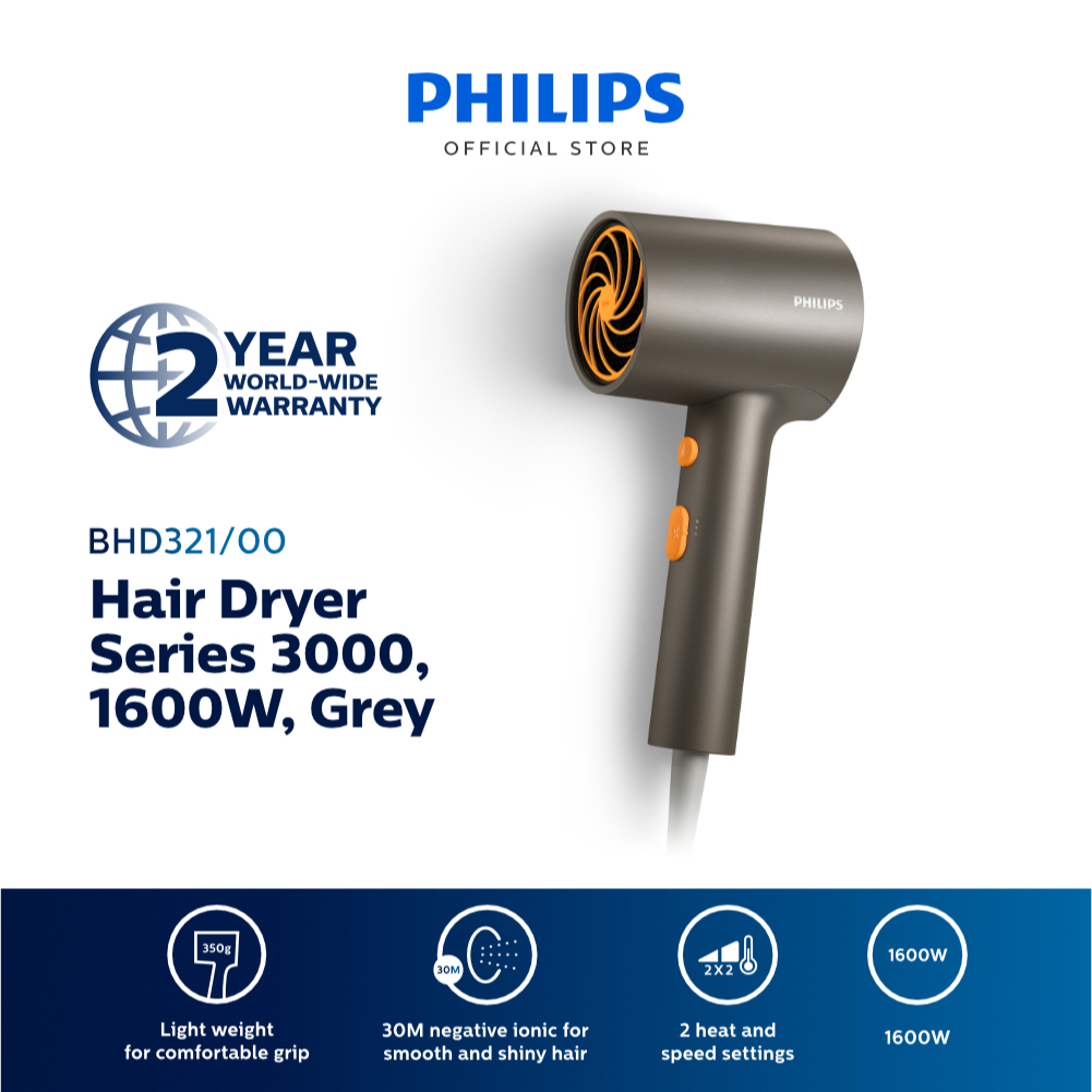 Philips 3000 Series Hair Dryer, 1600W Fast Drying | Shopee Philippines