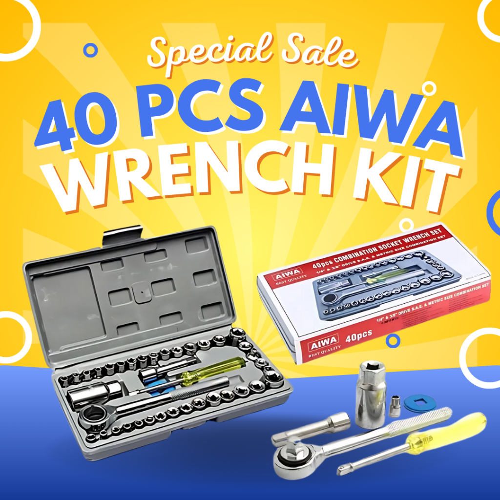 AIWA Best Quality 40 Pcs Auto Repair Hand Tool Combination Socket ...