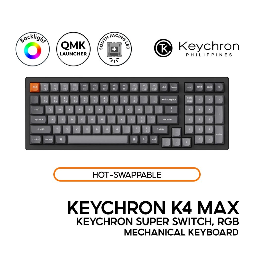 Keychron K4 Max QMK Mechanical Keyboard 96%, Tri-mode, RGB LED ...
