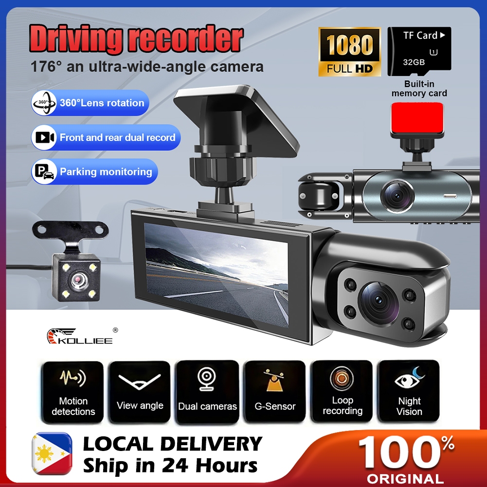 KOLLIEE Dash Cam V9 for Car Front & Rear Inside 3 Camera 1080 HD ...