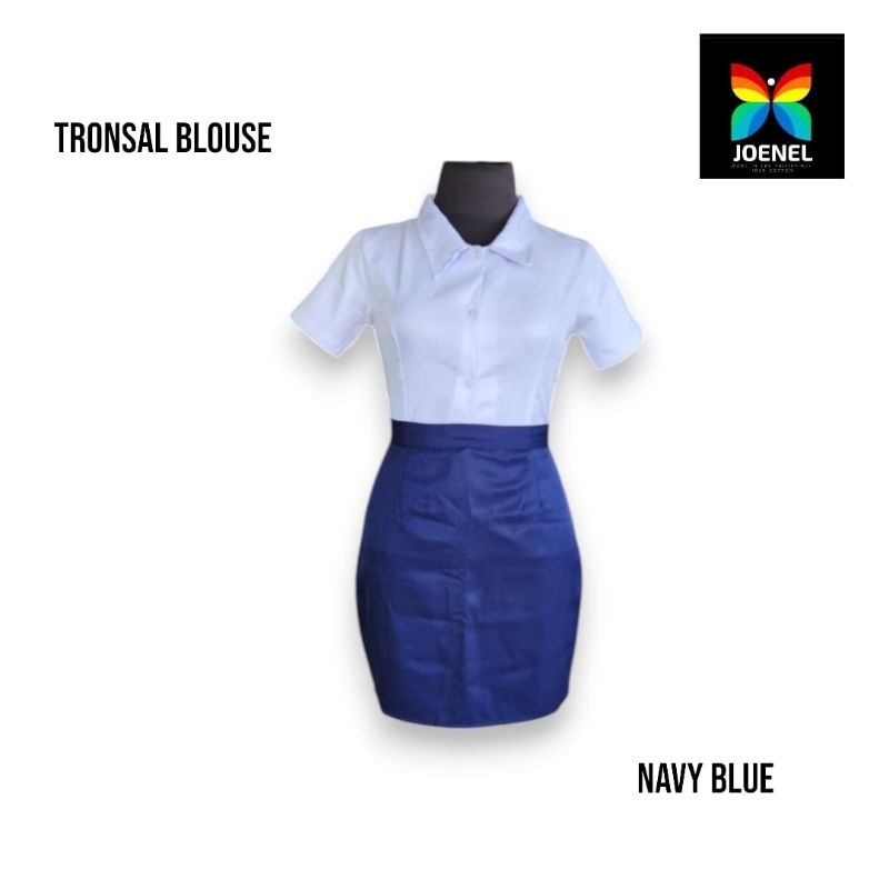 School and office uniform Peachtwill straight cut blouse palda navy ...