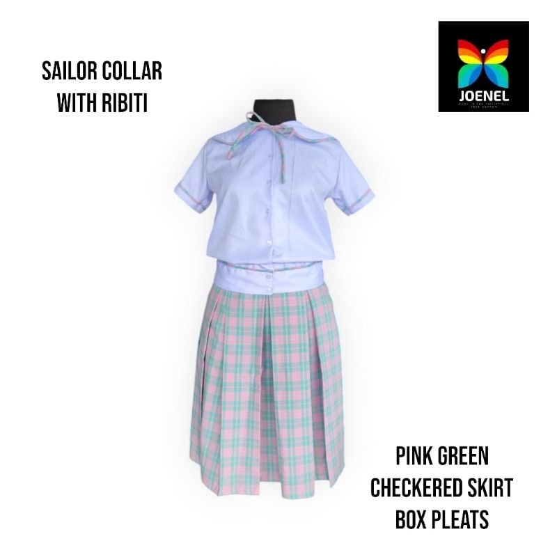 School uniform for girls Peachtwill sailor collar piping blouse palda ...