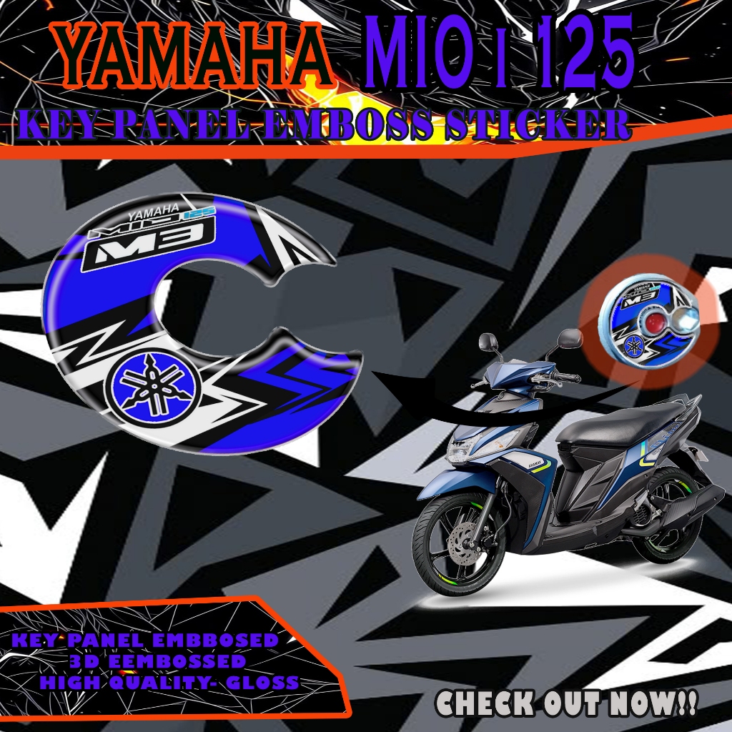 NEW YAMAHA MIO i 125 KEY PANEL EMBOSSED STICKER DECALS/ KEY PANEL ...