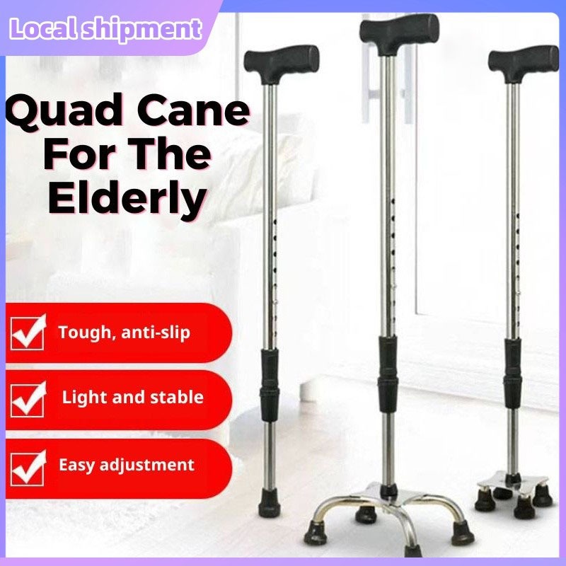 Quad Cane For The Elderly Walking Stick For Adult Stainless Steel Cane ...