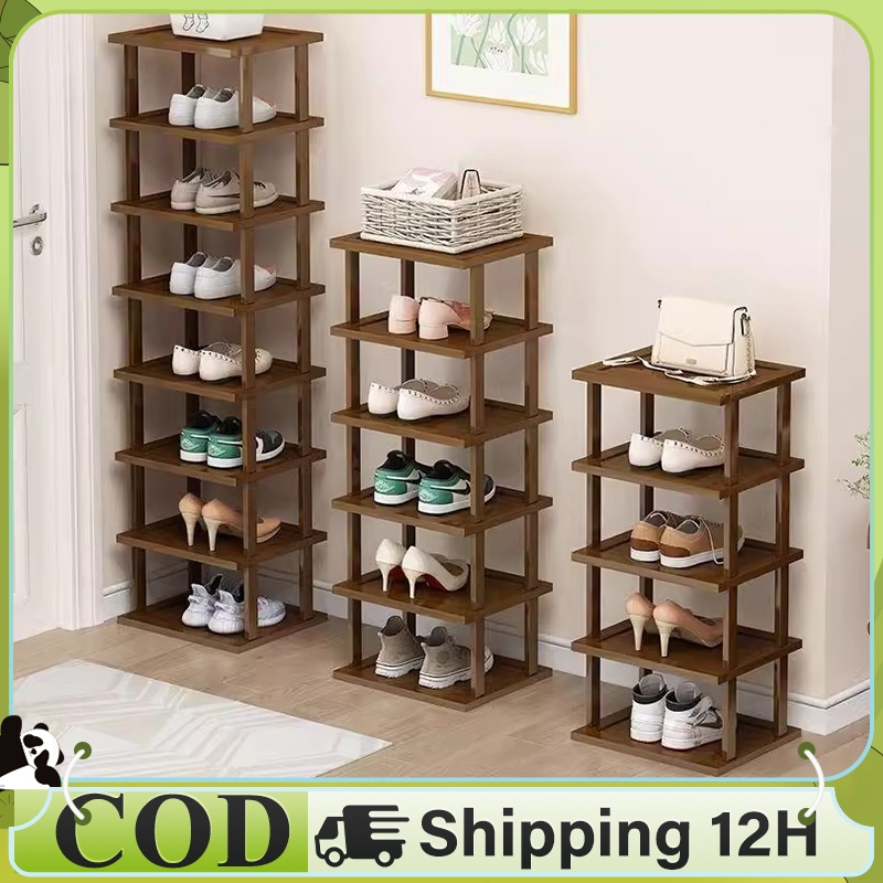 2-9 Layers Shoe Rack Organizer Shelf Stackable Bamboo Shelves Wood ...
