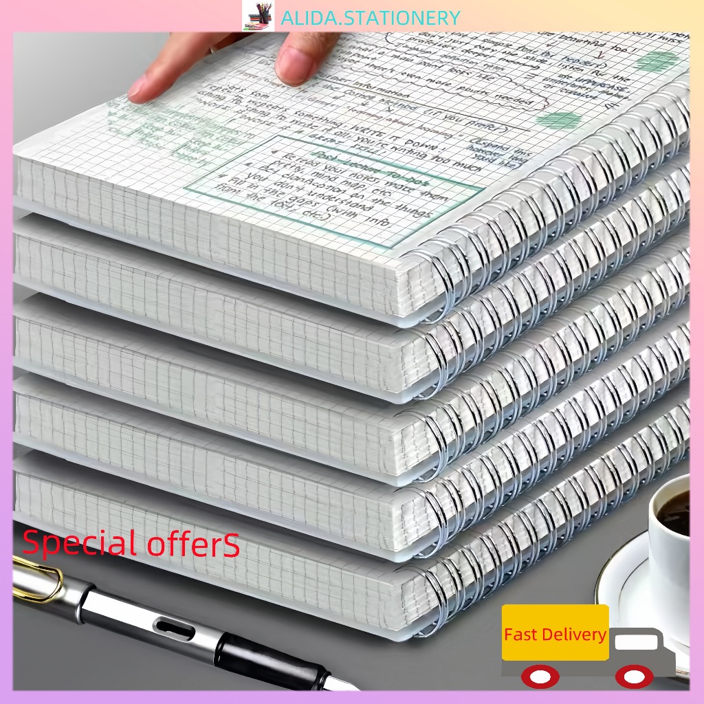 A5/B5/A6 PP Transparent Matte Cover Student Office Notebook Coil Flip ...
