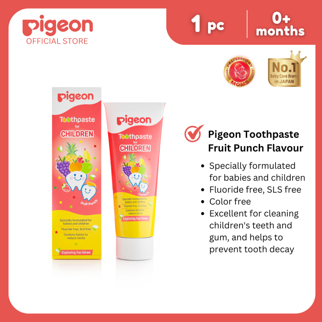 Pigeon Toothpaste Fruit Punch - Anti Cavity, Safe to Swallow, SLS ...