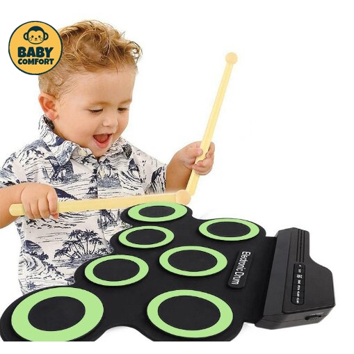 RIXTON Portable Electronic Drum Digital Roll-up Digital Drum Set ...