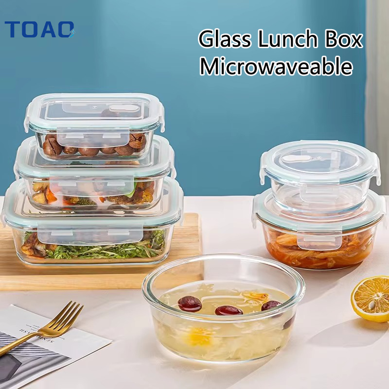 Glass Lunch Box for Adult Kids Set Leak Proof Microwave Safe Lunch ...