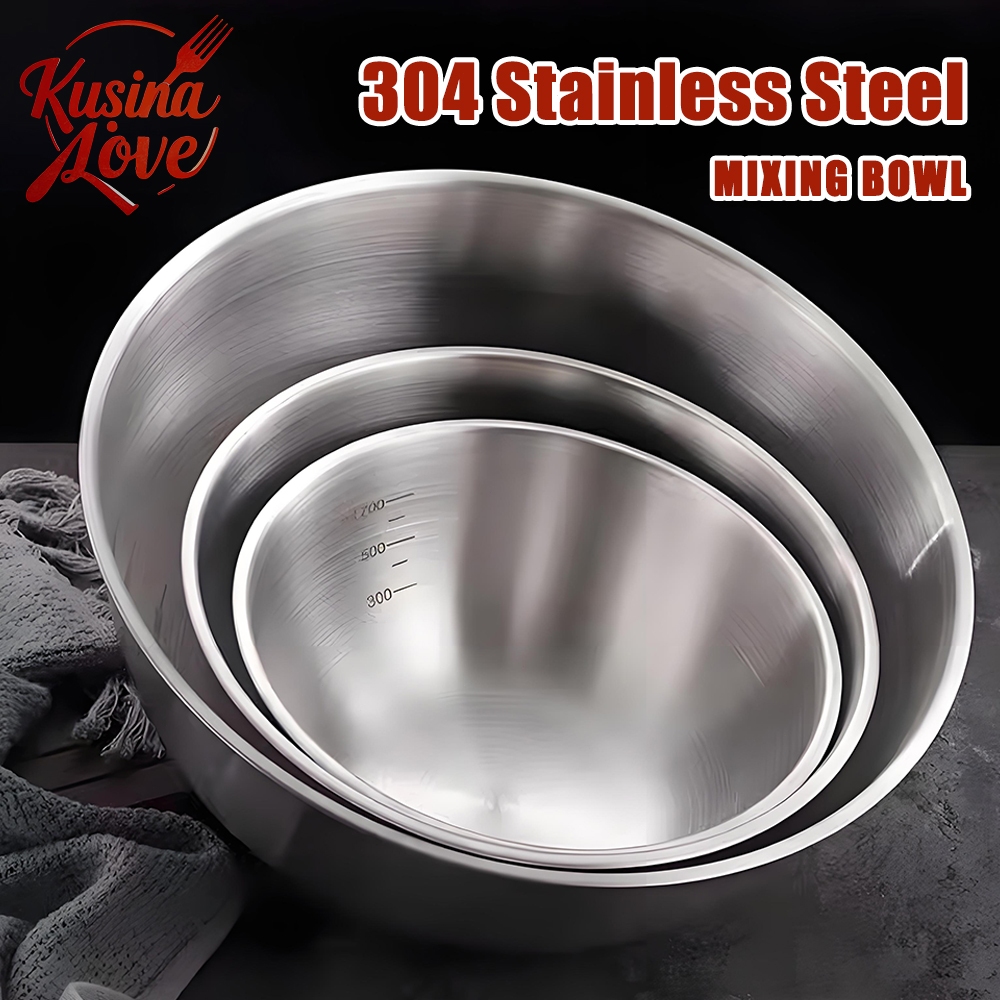 Korean Stainless Steel Mixing Bowl - Food Grade Salad & Cooking Storage ...