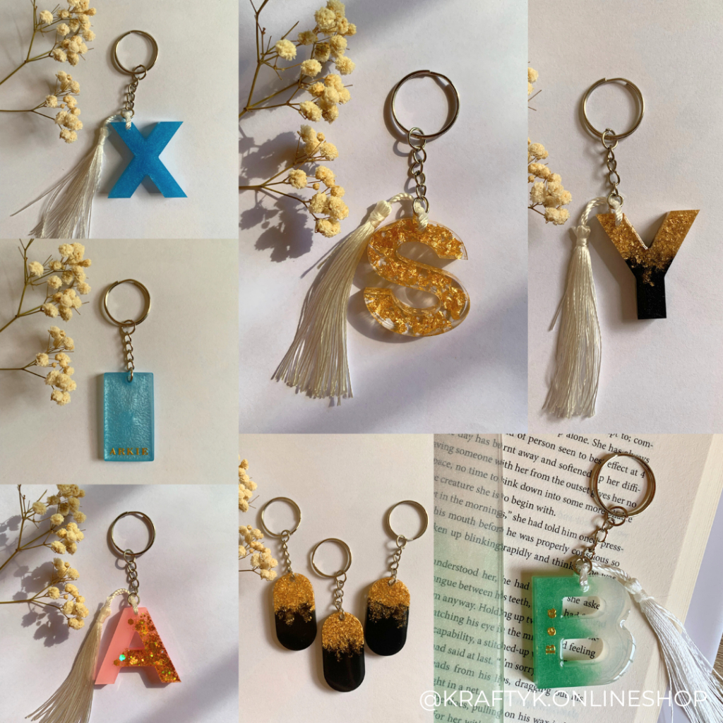Handmade Resin Keychain | Random Design Keychains (Shape or Alphabet ...