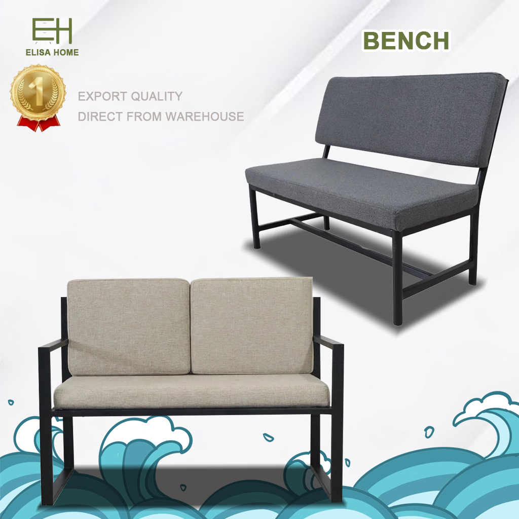 （COD) ELISA HOME Metal frame bench, bench, soft pack rest backrest ...