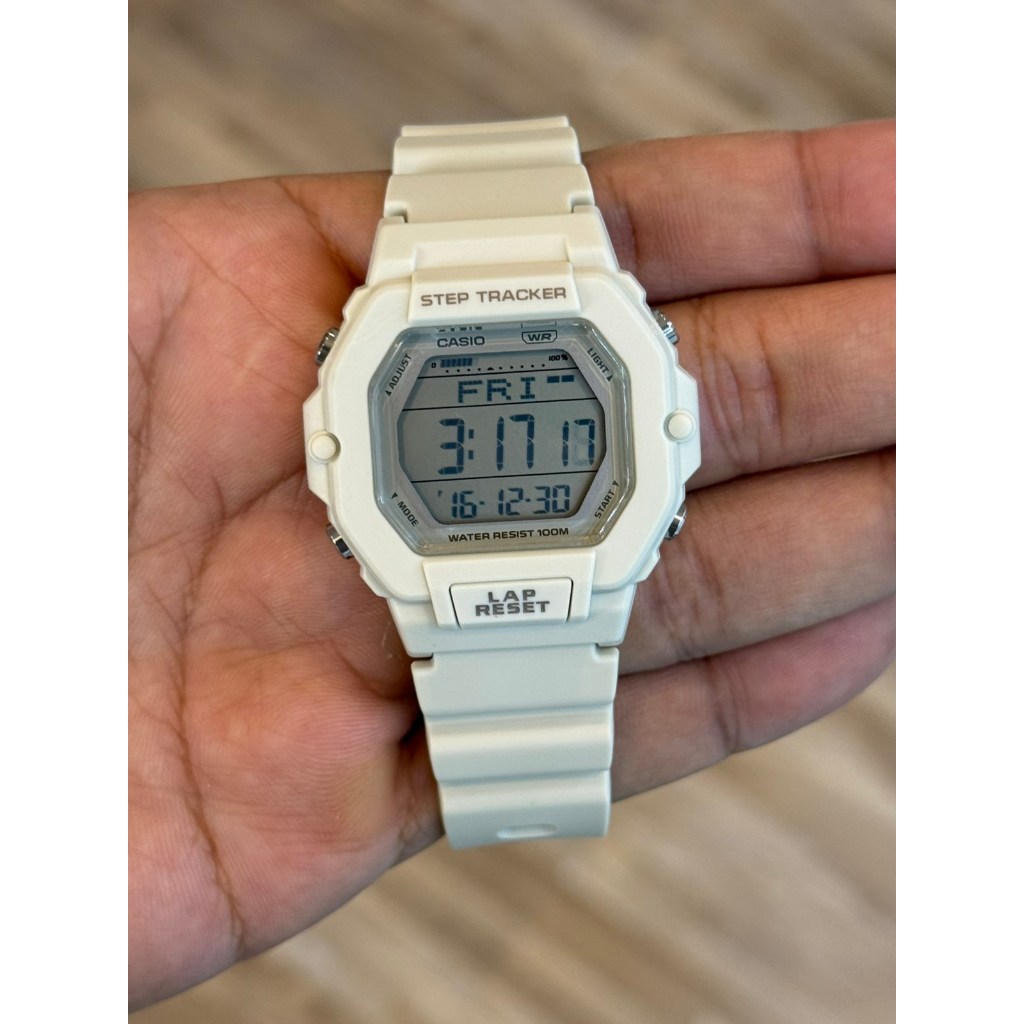 ORIGINAL CASIO Digital Step Tracker White Resin Band Ladies Watch LWS ...