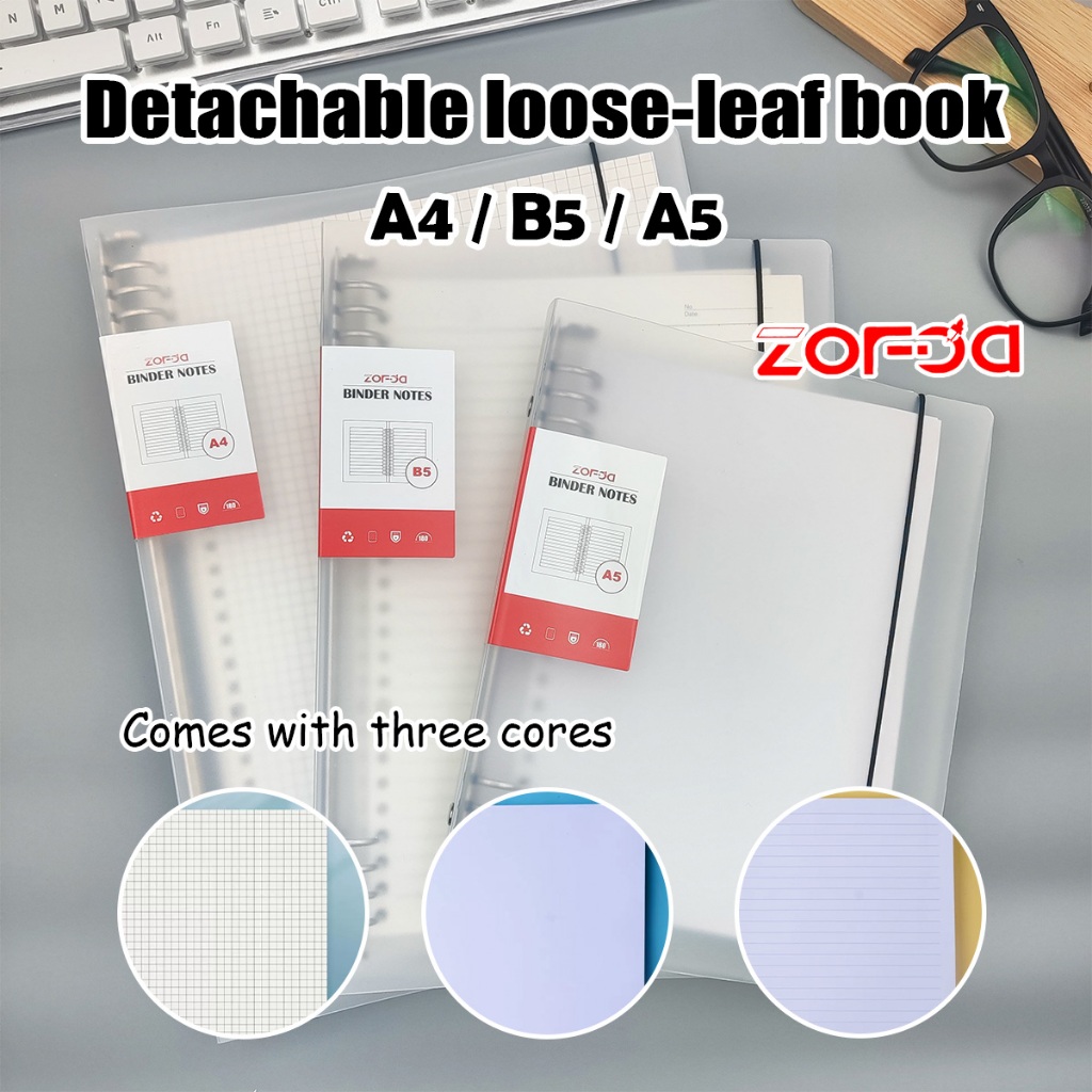 A5/B5/A4 60 sheets Binder notebook refillable refill loose leaf Line ...