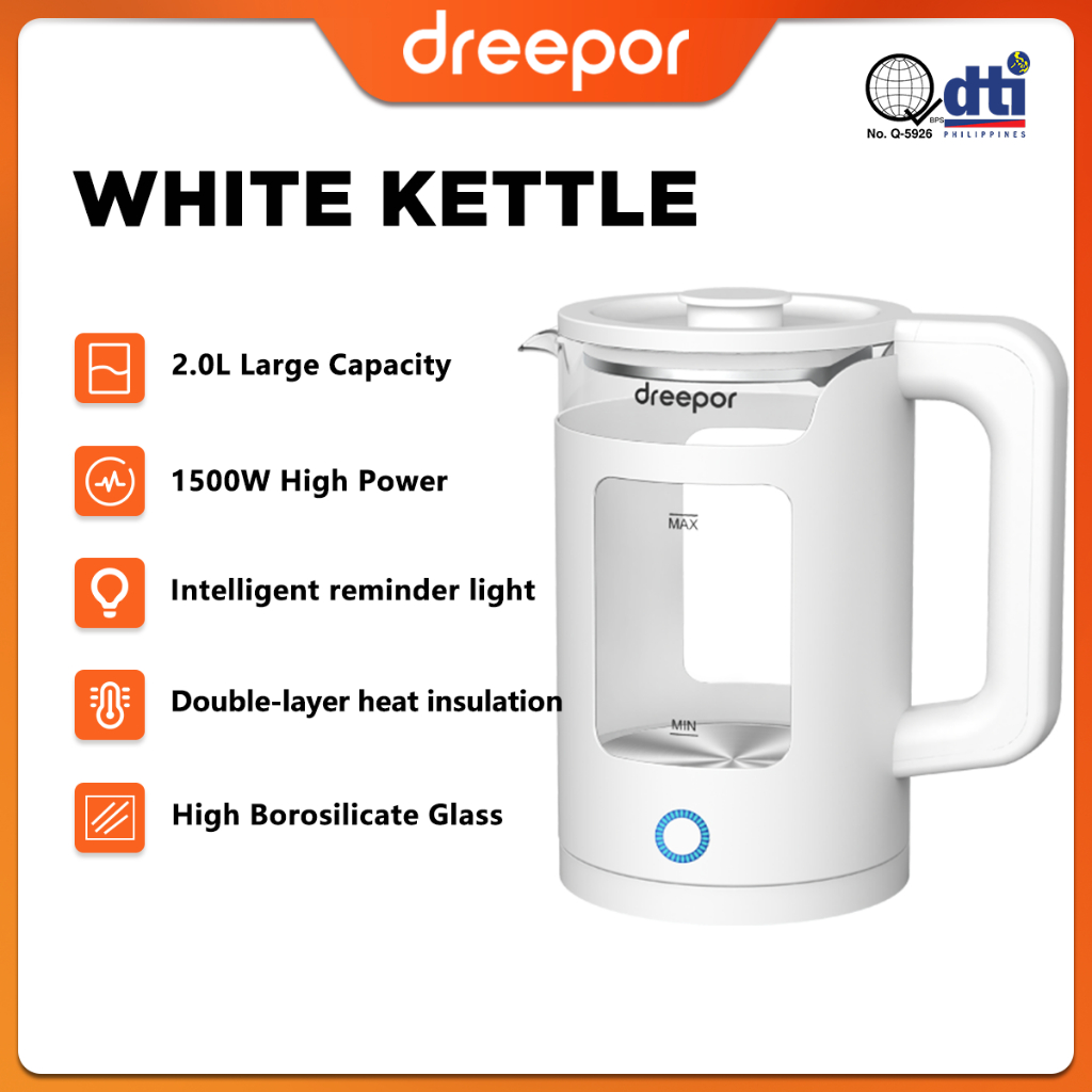 Dreepor Electric Kettle 2L Capacity Electric Water Heater Kettle Easy ...