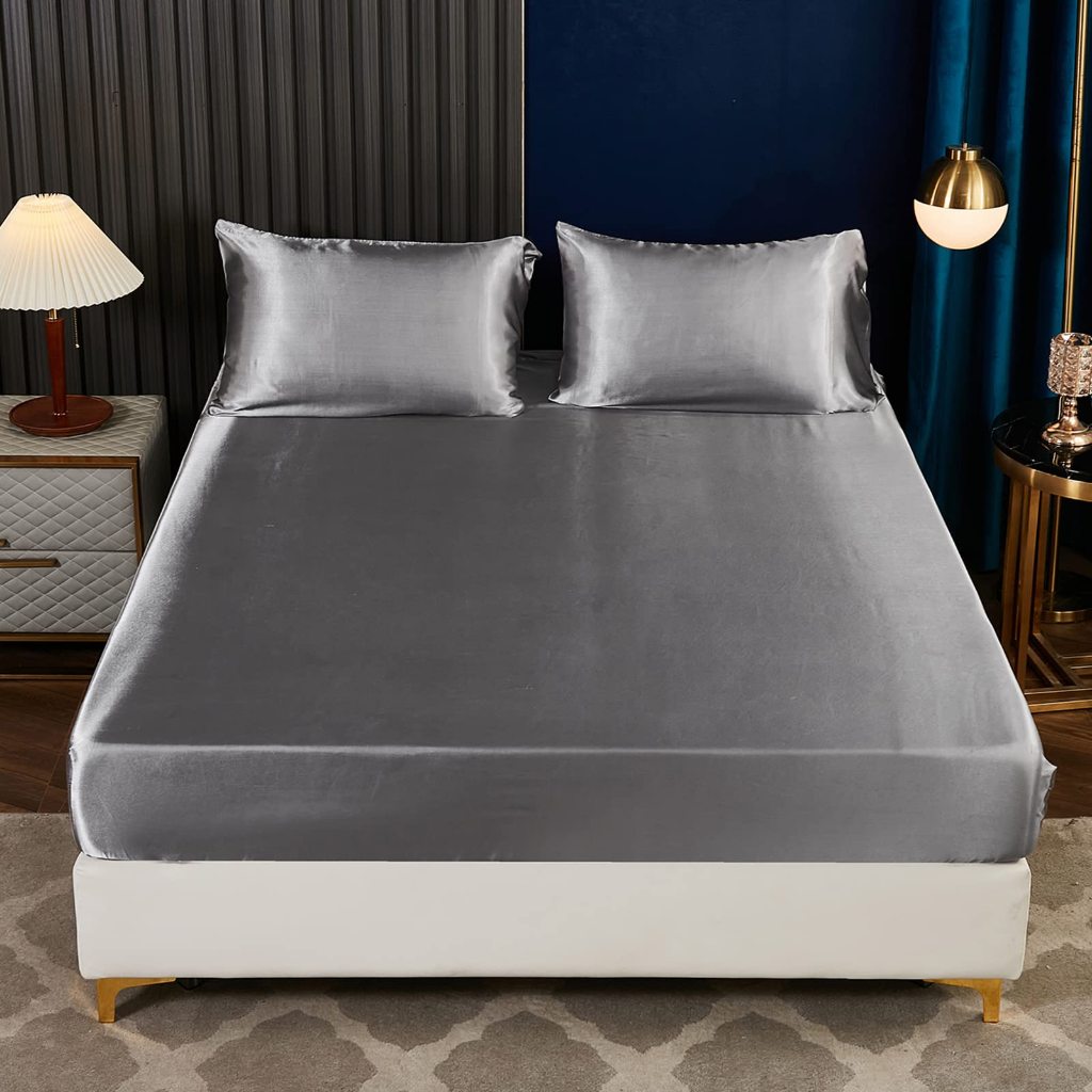 SILK BED SHEET Full Garterized Sheet Soft Cool Touch Satin Bedsheets ...