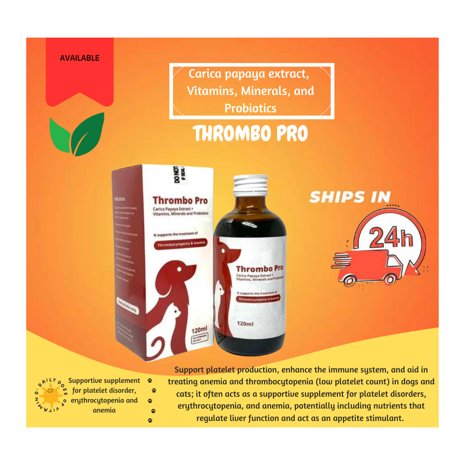 Thrombo Pro for Dogs and Cats 120 ML Syrup with Free Syringe Pet ...