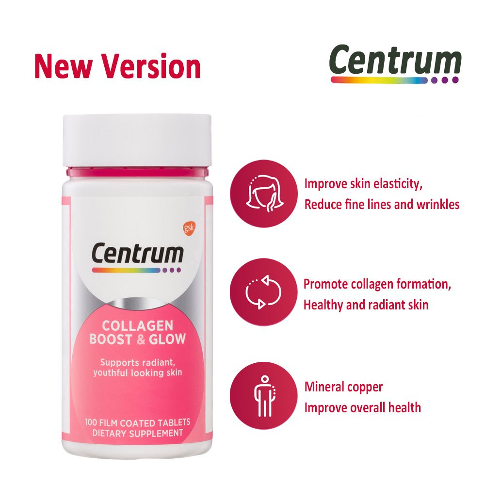 Centrum Collagen Boost & Glow Supports radiant, youthful looking skin ...