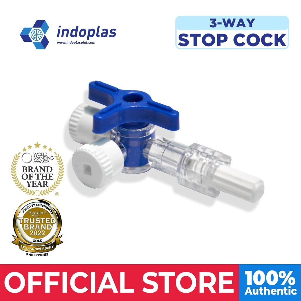 Indoplas 3-Way Stopcock Box of 50 (White/Blue) | Shopee Philippines