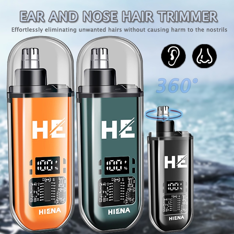 HIENA USB Rechargeable Electric Ear Nose Hair Trimmer with LCD Display ...