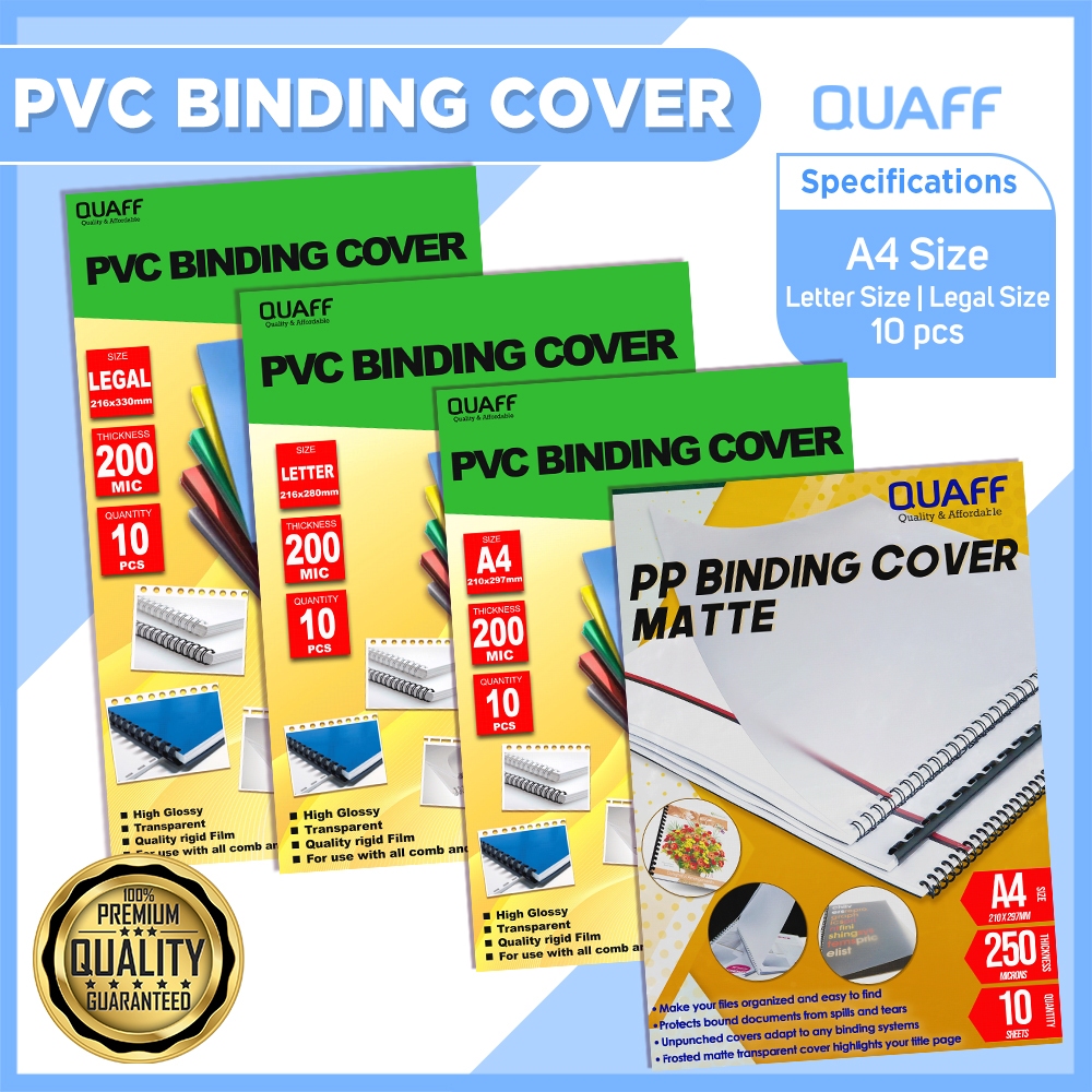 (10sheets) QUAFF Clear PVC Binding Cover Short A4 Long Size 200 Mic ...