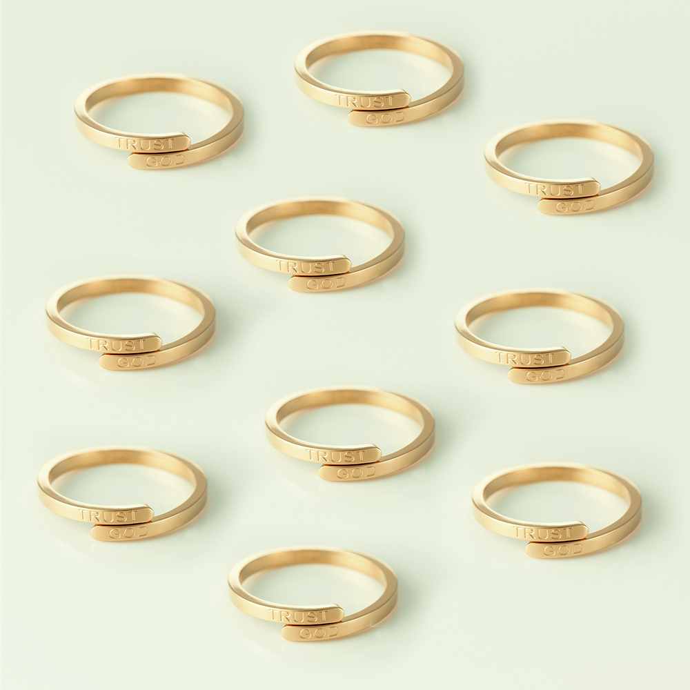 Trust God Ring with a gift box (18K Gold Plated, adjustable size) 10 ...