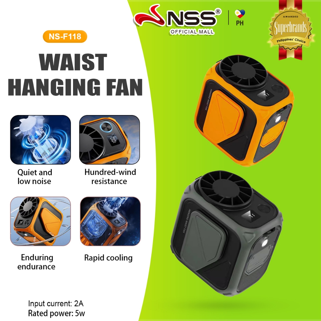 NSS 6000mAh Waist Fan With LED Display Portable Reachargeable Fan 100 ...