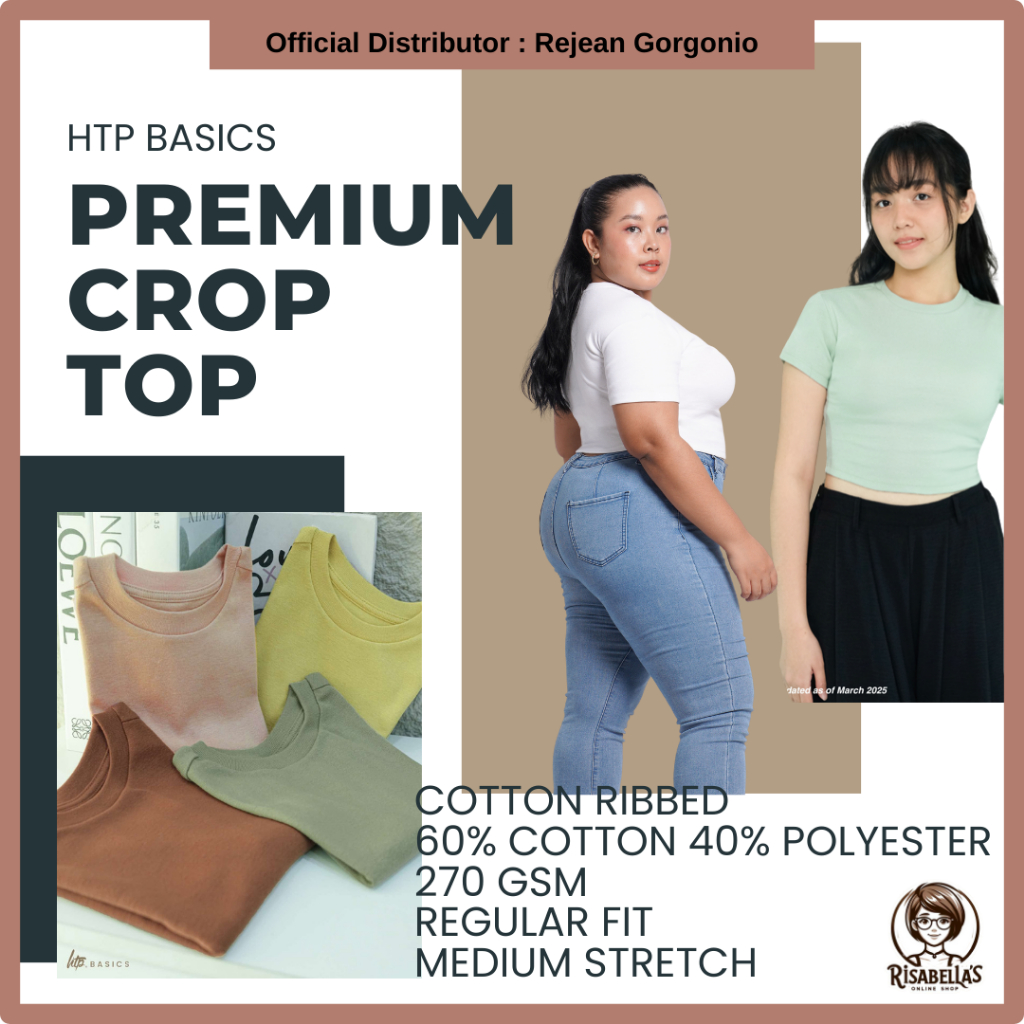 HTP Basics Premium Crop Top - Ribbed - Cotton Polyester Fabric ...