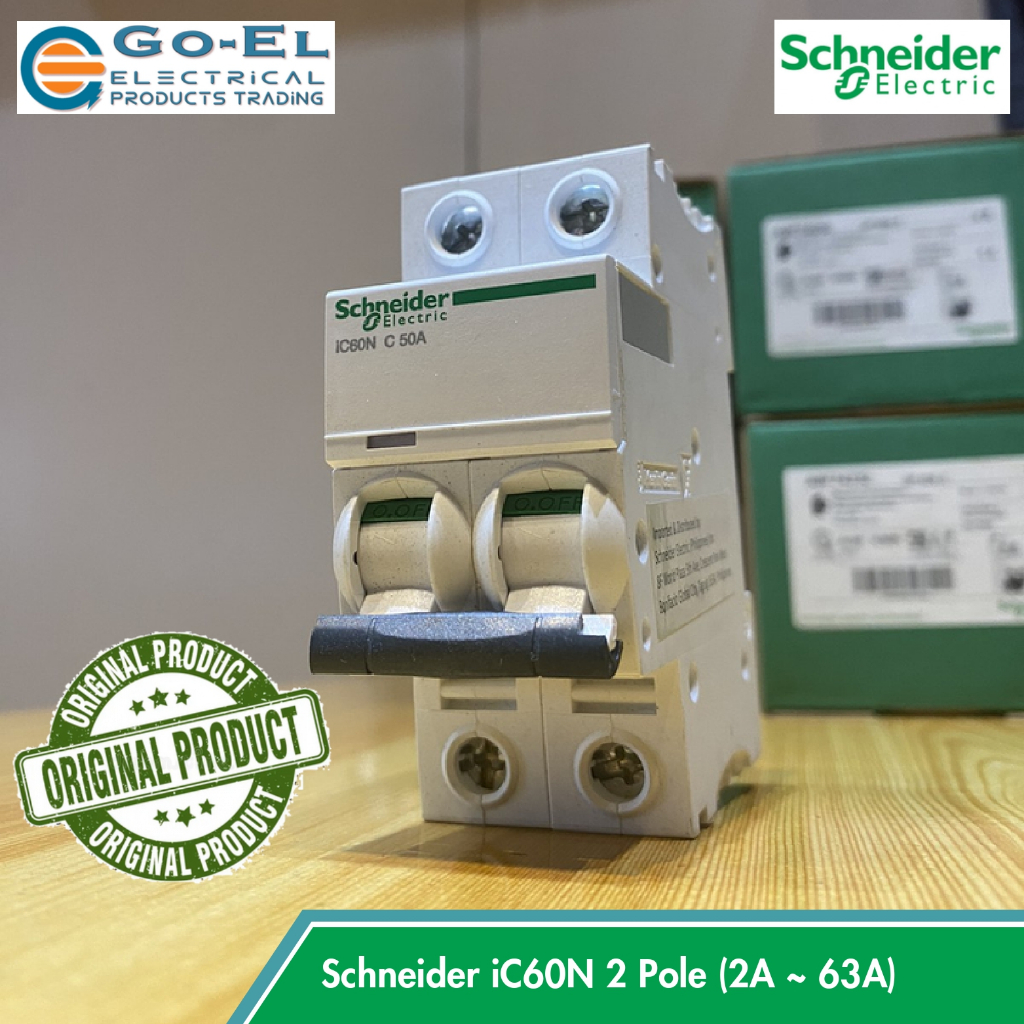 Schneider iC60N 2 Pole Miniature Circuit Breaker (6A ~ 63A) | Shopee Philippines