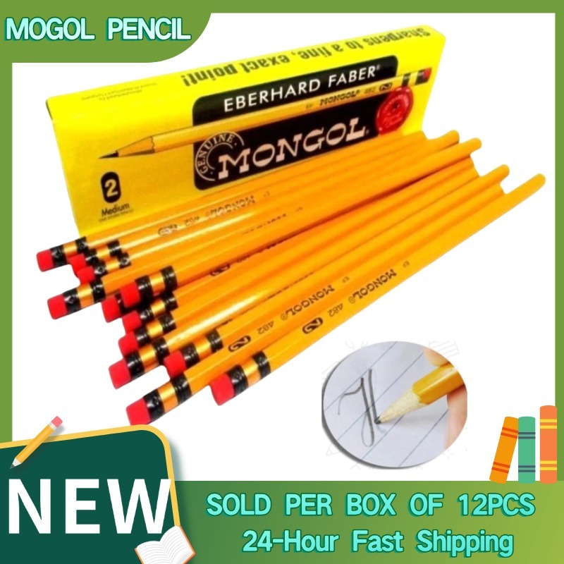 Dari 12pcs #1,#2,#3 Original Mongol Pencil W/eraser lapis | Shopee ...