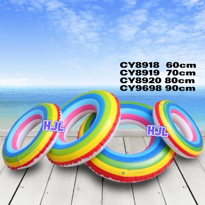Summer beach inflatable rainbow swimming ring adult children swimming ...