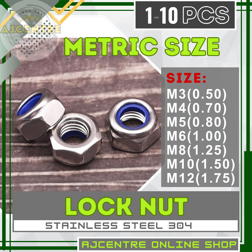 10pcs - 3mm - 12mm MM Stainless Lock Nut /Nylon Locknut M3 M4 M5 M6 M8 ...