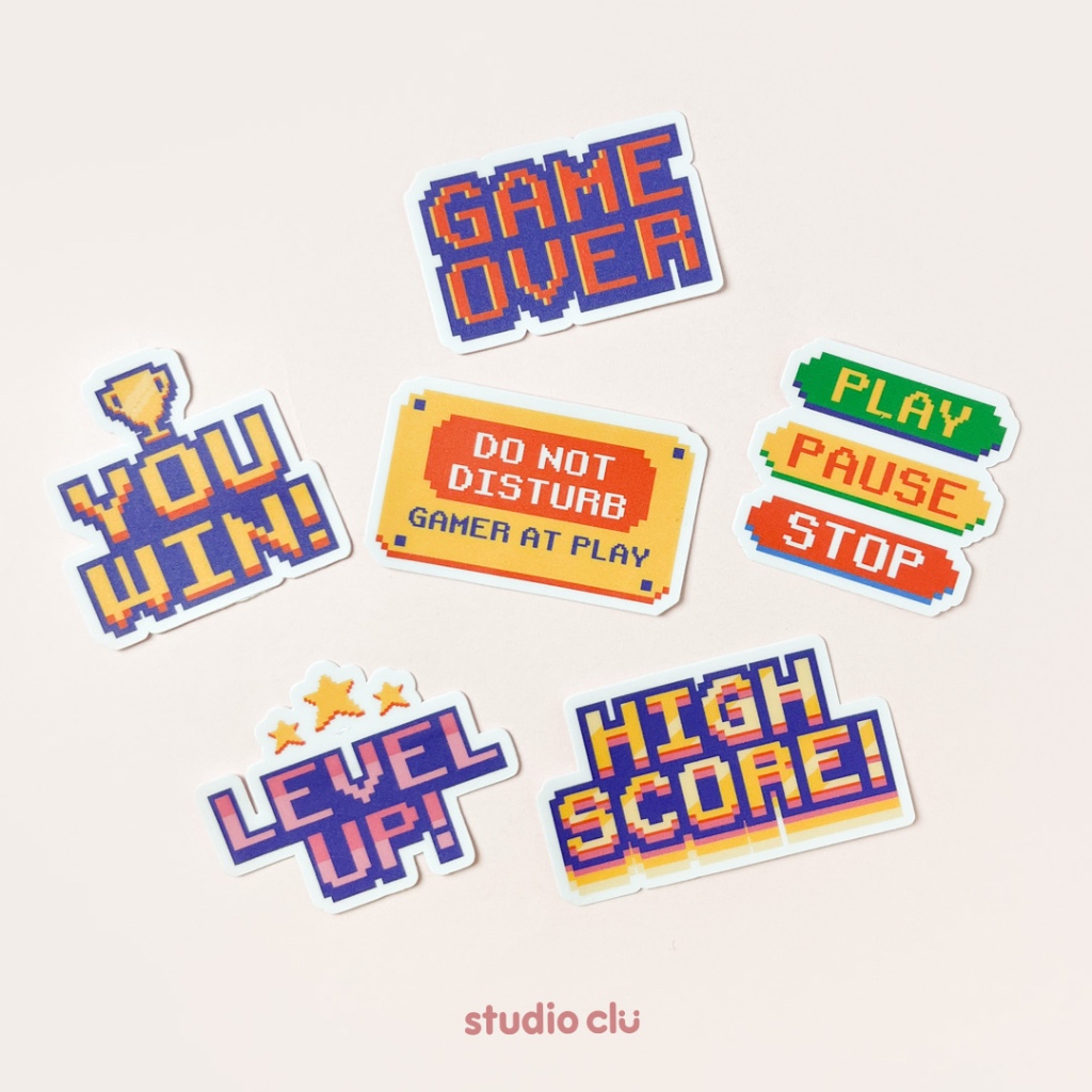 Retro Arcade Gamer Vinyl Sticker Set | Matte Waterproof | Video Game ...