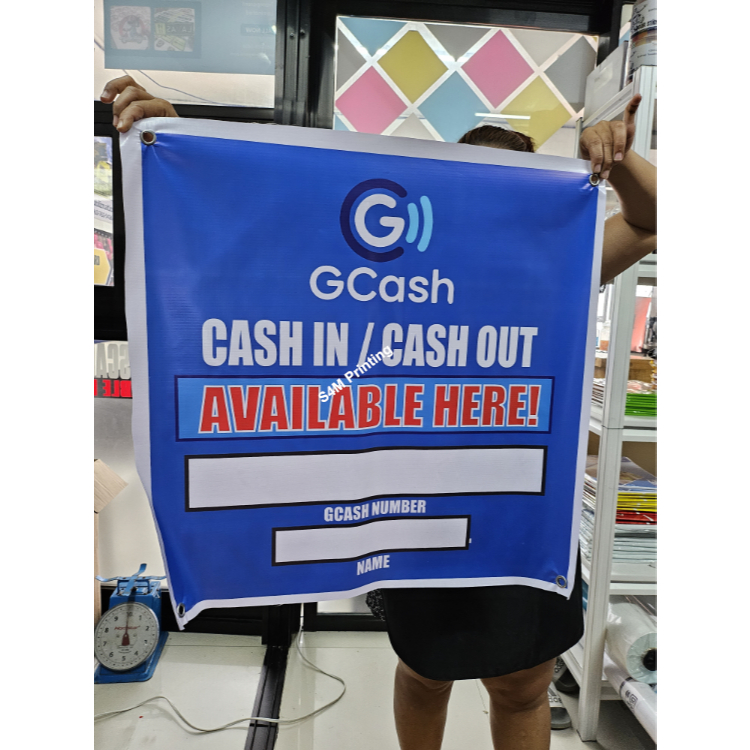GCASH CASH IN / CASH OUT (BLANK / BLANGKO) TARPAULIN Signage indoor ...
