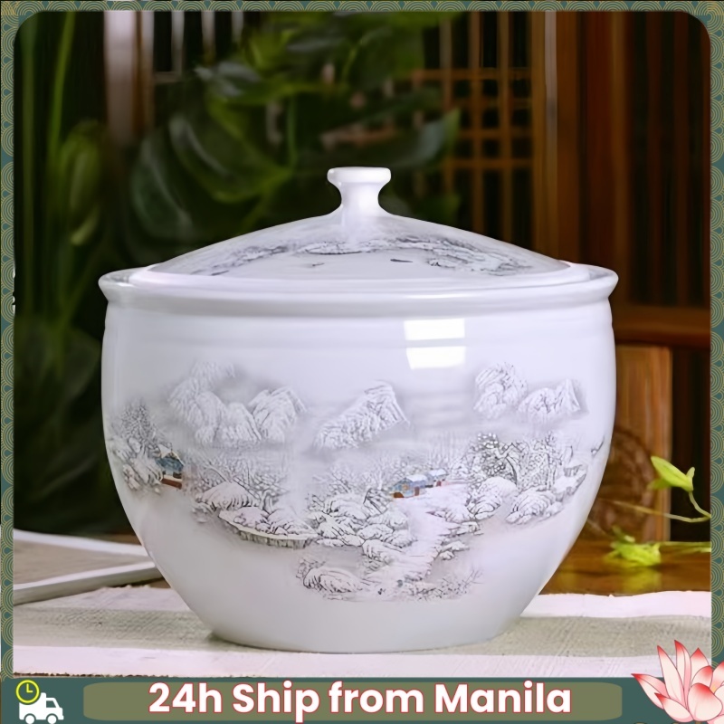 10Kg Capacity Rice Dispenser Storage Snow Ceramic rice jar Large Food ...