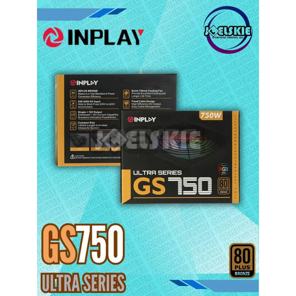 Inplay GS750-ULTRA RGB Rated 750W Power Supply 80Plus Bronze 80 ...