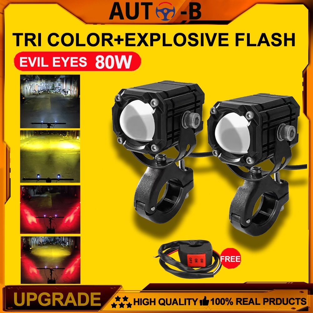Mini Driving Light Motorcycle Upgraded Devil's Eye High Power Multiple ...