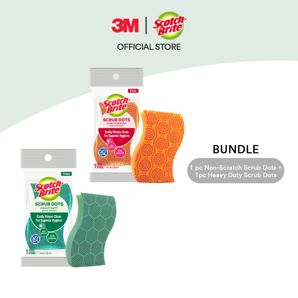 [BUNDLE] 3M™ Scotch Brite® Non Scratch Scrub Dots 1pc + 3M™ Scotch ...