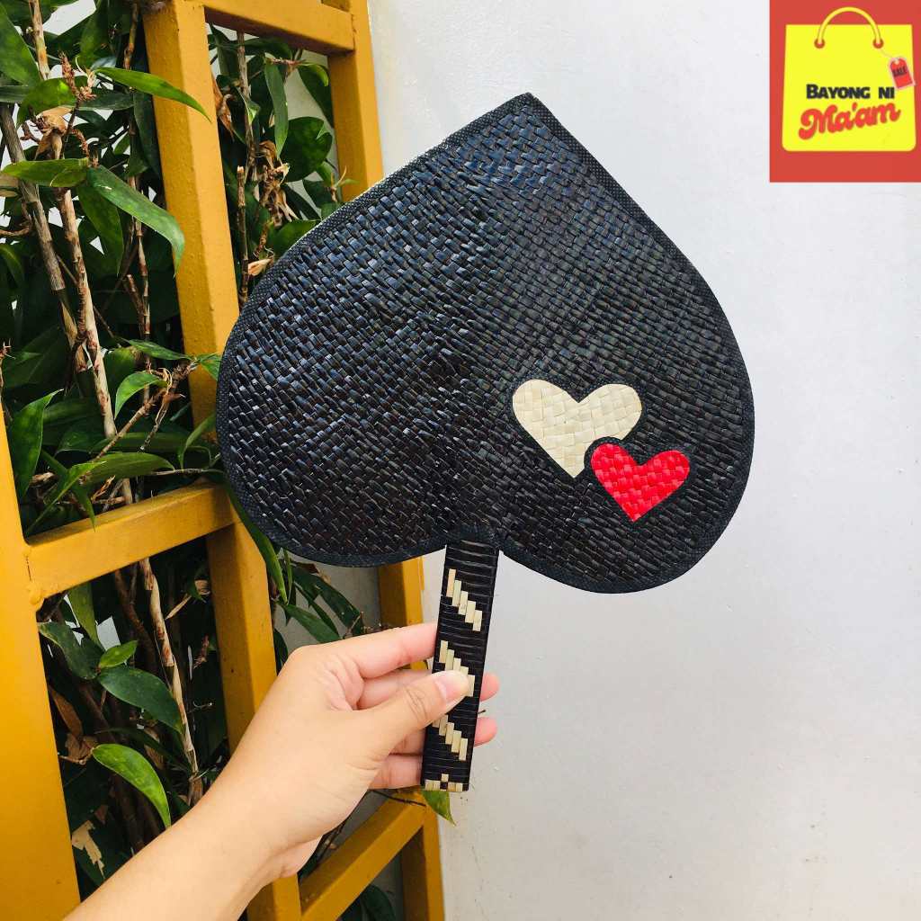 BAYONG NI MA'AM: New! Black Heart Shape Native Fan || Abaniko || Gift ...