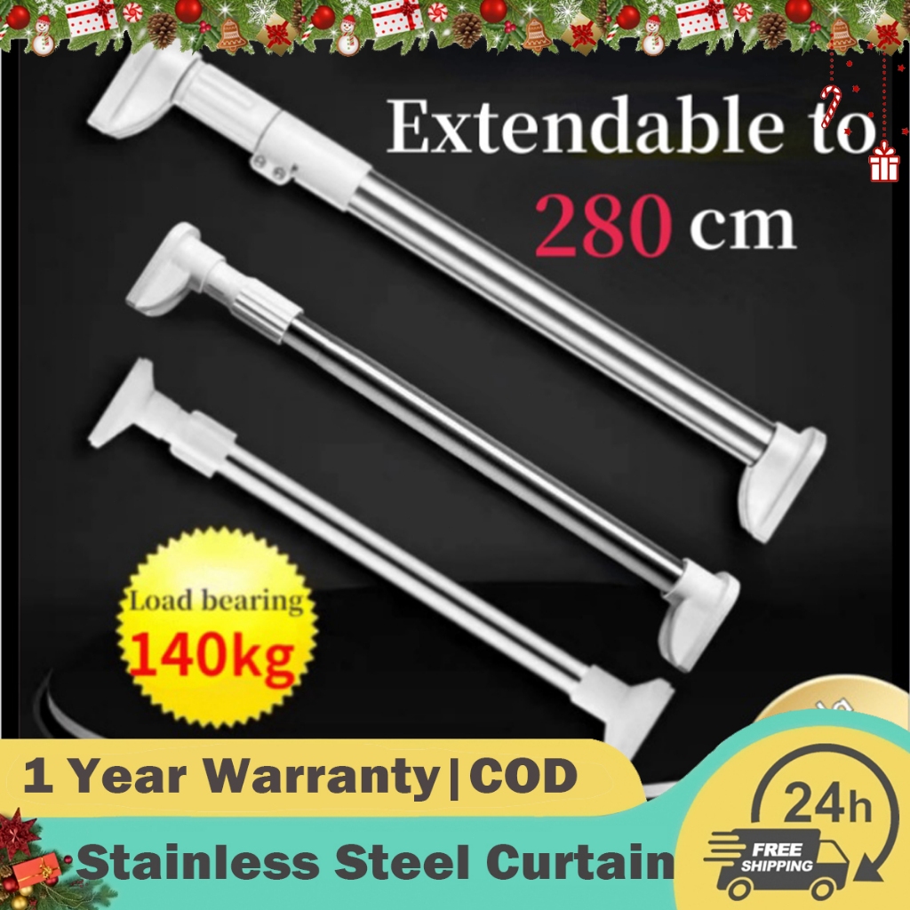 Stainless Steel Curtain Rod Set Adjustable Curtain Rod Tension Rod ...