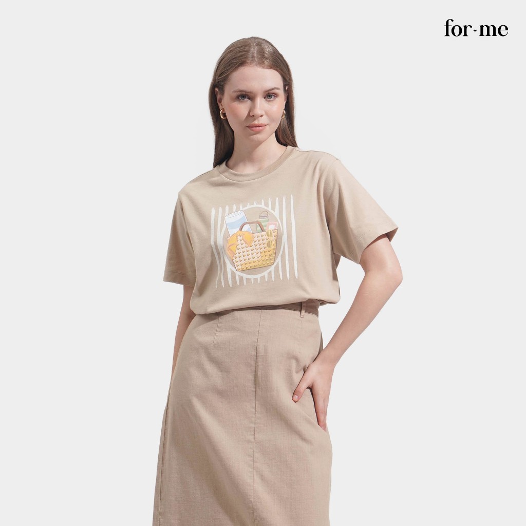 ForMe Summer Essentials Graphic Tee T-Shirt For Women (Taupe) | Shopee ...